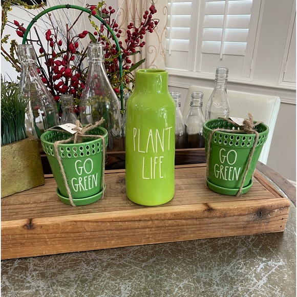 Rae Dunn | Accents | Rae Dunn Go Green Planters Plant Life Vase Set Of ...